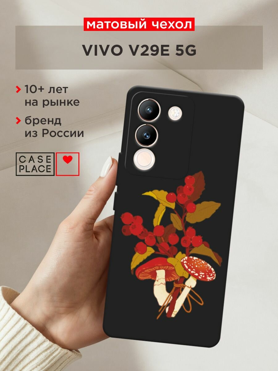 Чехол на Vivo V29e 5G / Виво V29e 5G с принтом "Рябина с грибами", прозрачный