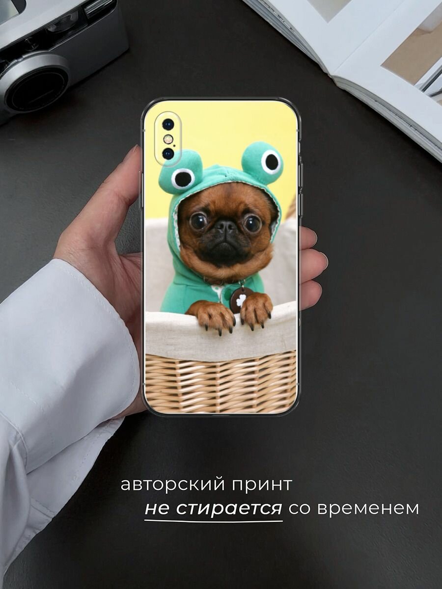 Чехол на Apple iPhone XS Max / Айфон XS Max с принтом "Собачка в шапке лягушки" — фото 1