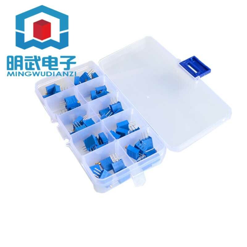 КомплеКта Компонентов 3296W Потенциометр РегулиРуемый РезистоР КомплеКт 100 Ом-100К 10 Типов По 5 Штук Всего 50 Штук