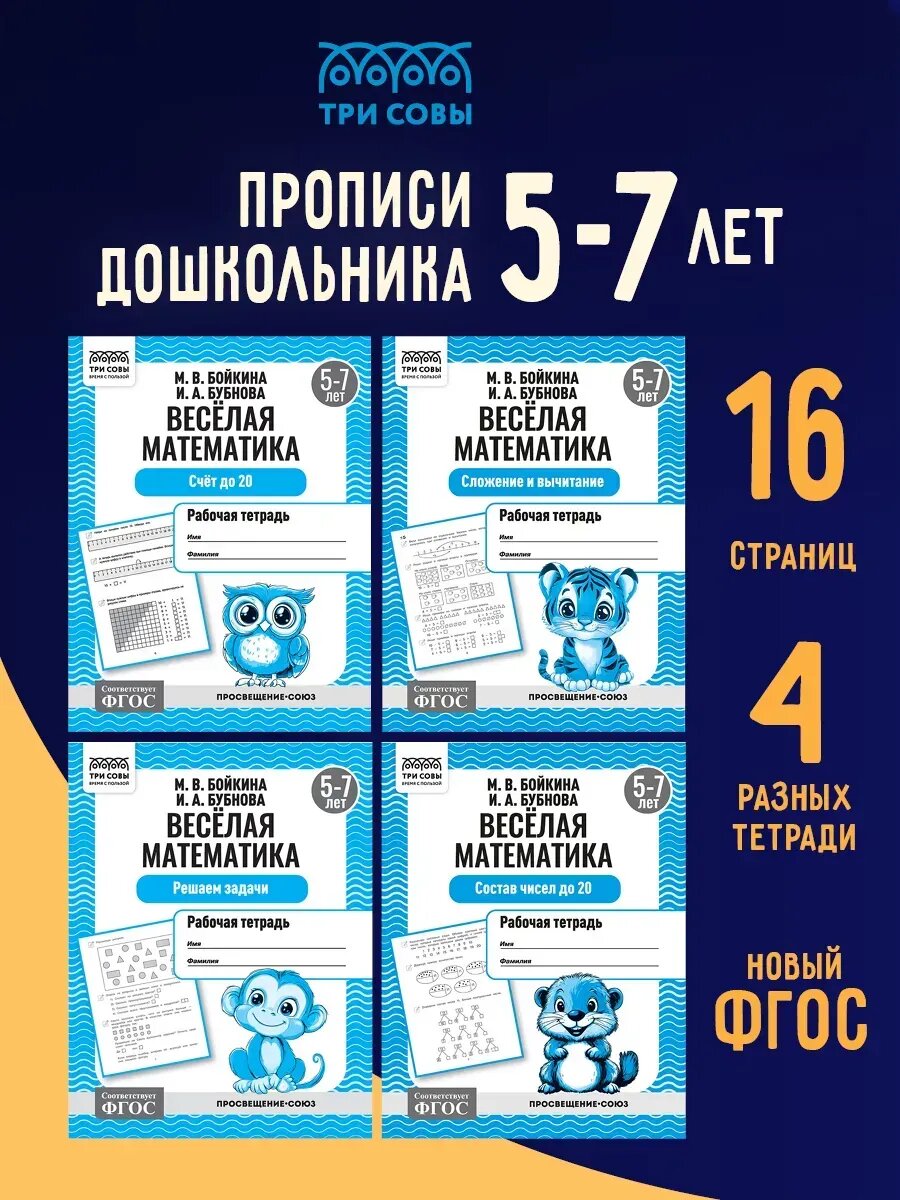 Прописи дошкольника 5-7 лет набор 4 штуки