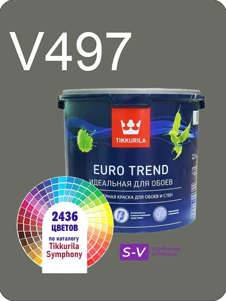 Краска для обоев Tikkurila Euro Trend 2,7л. глубокие оттенки V497