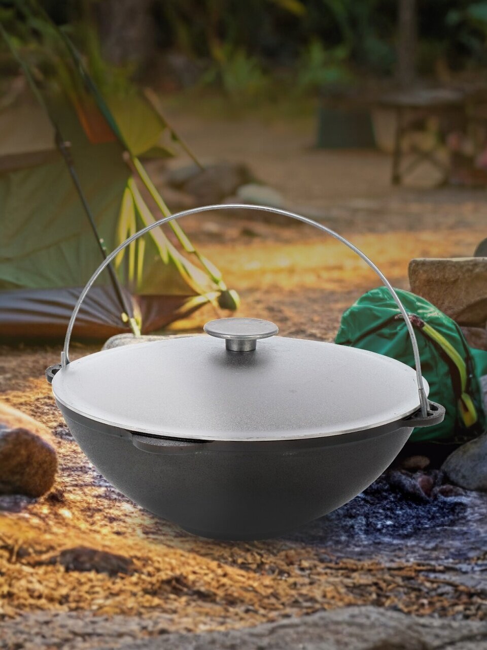 Казан чугунный Гардарика 8 л с крышкой и дужкой, 37 см, для плиты и костра