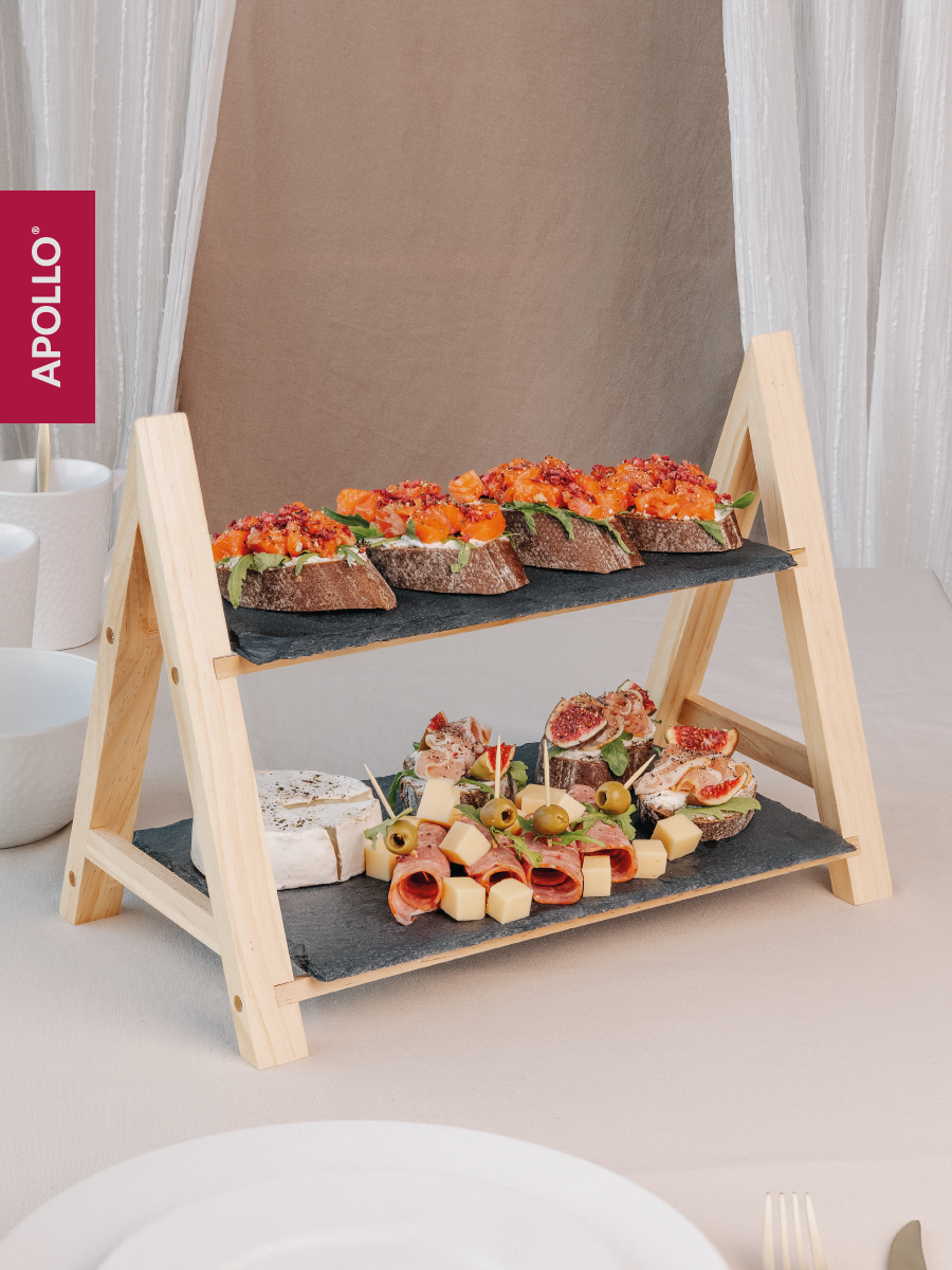 Блюдо сервировочное, Apollo, подставка двухъярусная для закусок, сланец