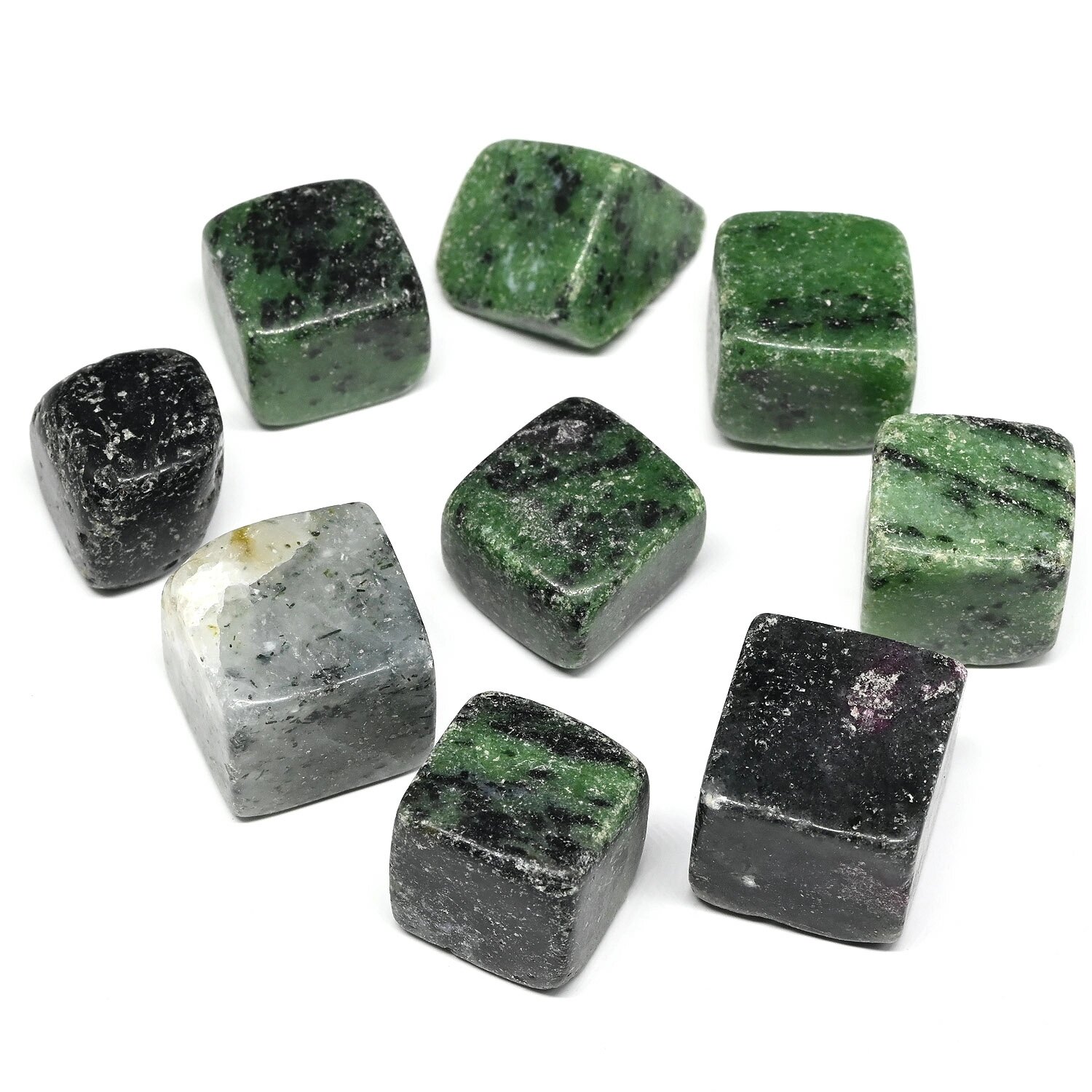 Цоизит галтовка фракция 15-18мм, упаковка 100г .