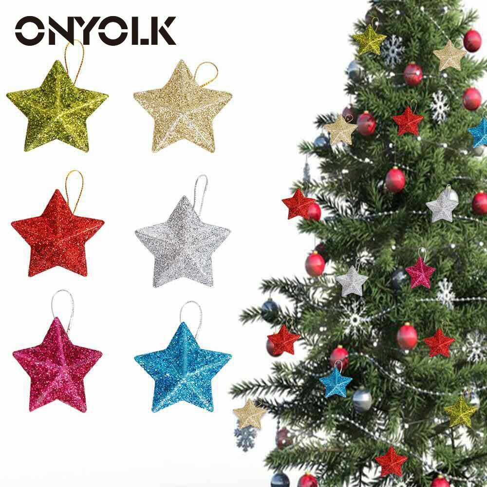 Набор елочных украшений "Звезды", в виде 5-конечных звёзд, 12шт