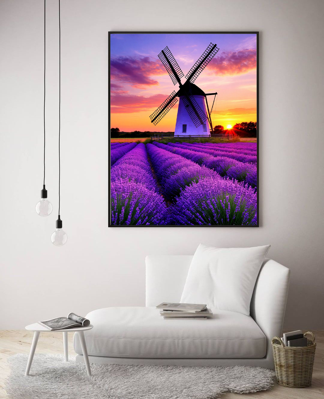 Картина на стену для интерьера "Лавандовое поле" 40х50 см, холст на подрамнике, InterHobby