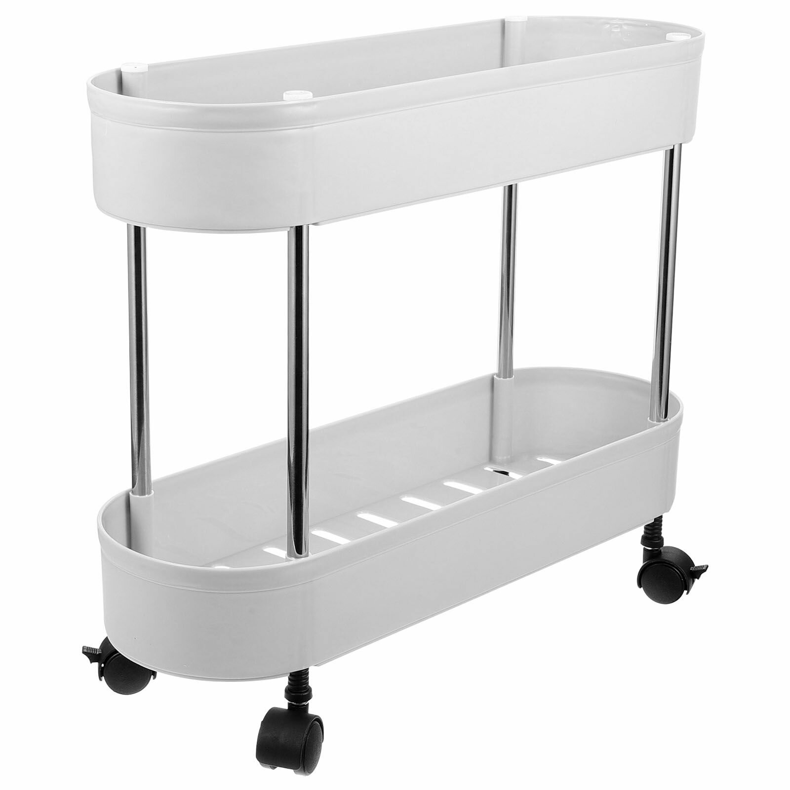 Многофункциональная Тележка Стеллаж, Двухъярусная, На Колесах, Серый Пластик, 1 Штука