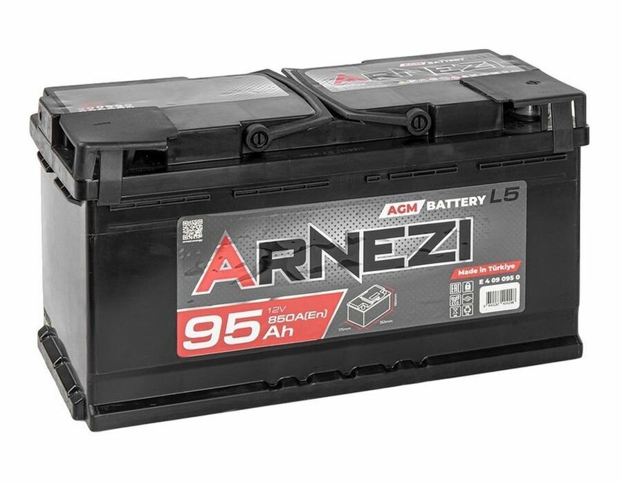 Автомобильный аккумулятор ARNEZI AGM Start-Stop&Go 95 Ач 850А о. п. (L5 315x175x190)