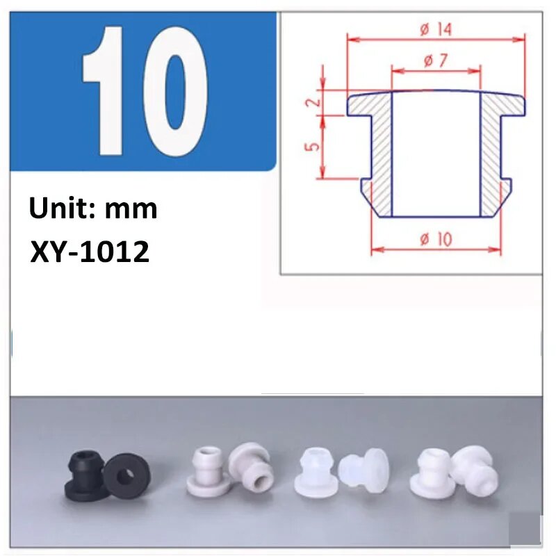 Черная силиконовая втулка для кабеля 4.5-50.6 мм 10Pcs, A-10mm