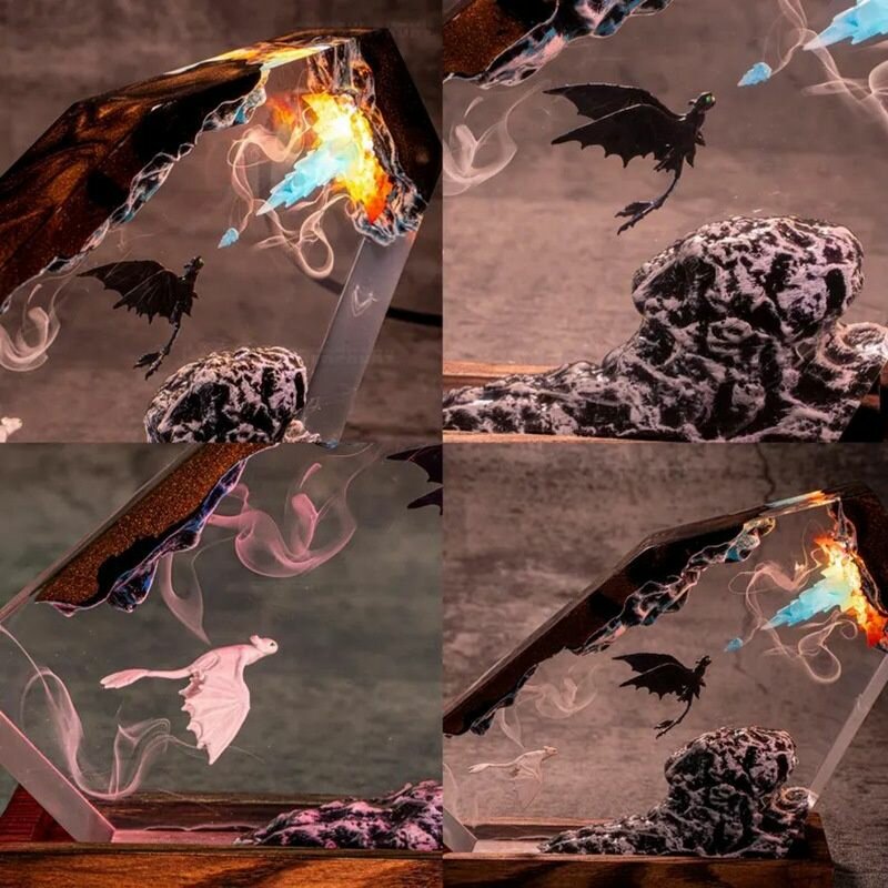 Эпоксидная смола и дерево светодиодный ночник это стильный портативный светильник для создания уюта и модного декора.