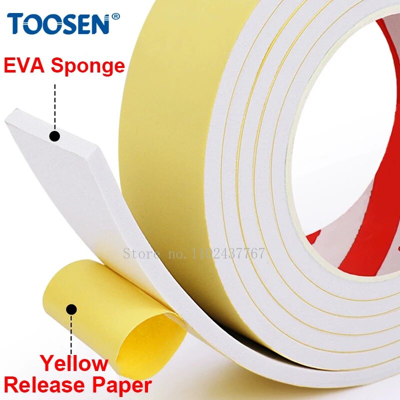 Односторонняя самоклеящаяся уплотнительная лента EVA белая 5x30mm x 3M