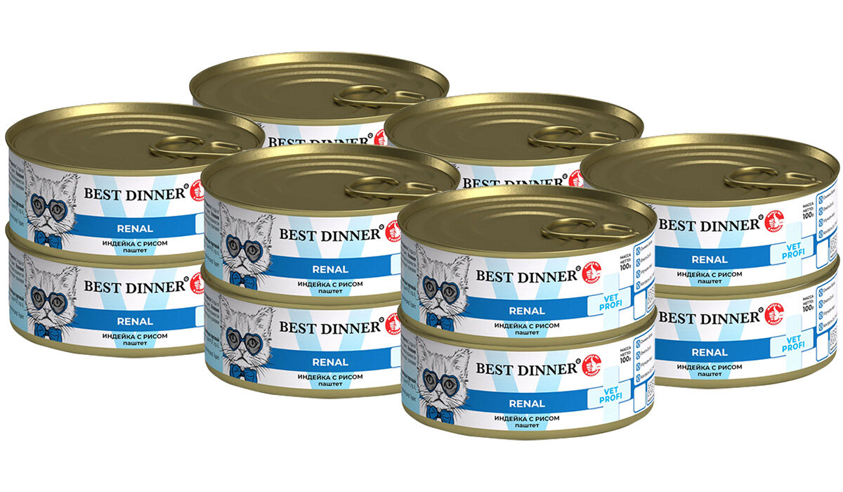 BEST DINNER EXCLUSIVE VET PROFI RENAL д взр кош при заболев почек паште с индей и рис банка 100 гр 100 гр х 12 шт