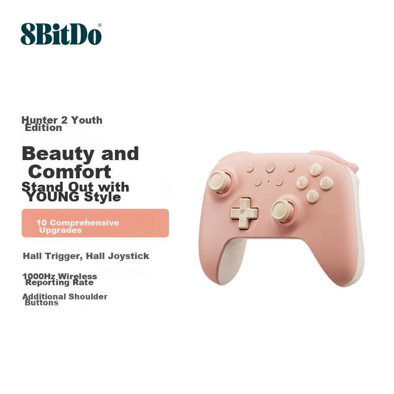 Геймпад 8BitDo 81HD04D совместимый с Android, ПК, peach pink