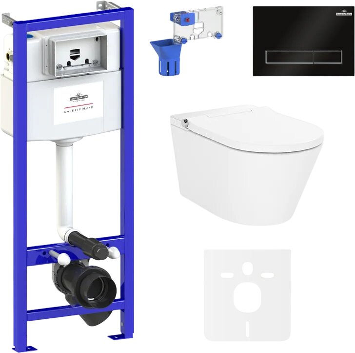 Комплект Lavinia Boho Унитаз подвесной Smart V-Clean 3359102R с микролифтом / Инсталляция RelFix 38010010 / Кнопка, Дозатор