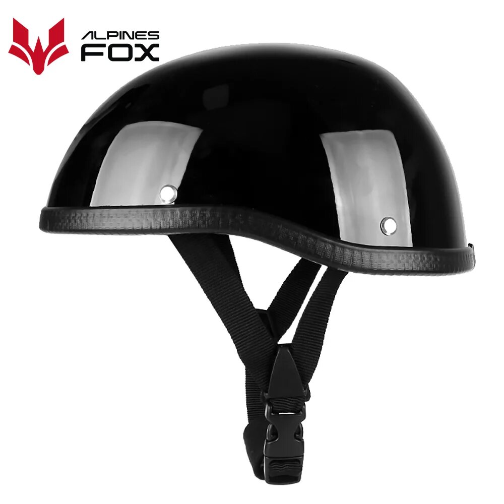 Ретро мотошлем Gloss Black, DOT, летний, открытый