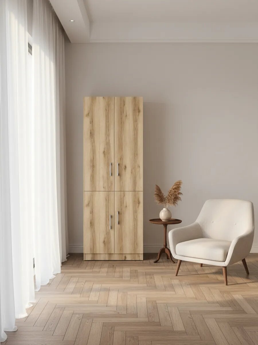 Деревянный распашной шкаф пенал FRESTER для одежды с полками, от производителя