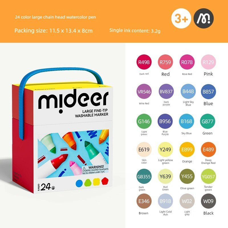 Водорастворимые гелиевые ручки с крупным наконечником, 24 цвета, безвредные и стираемые, безопасные для рисования детей