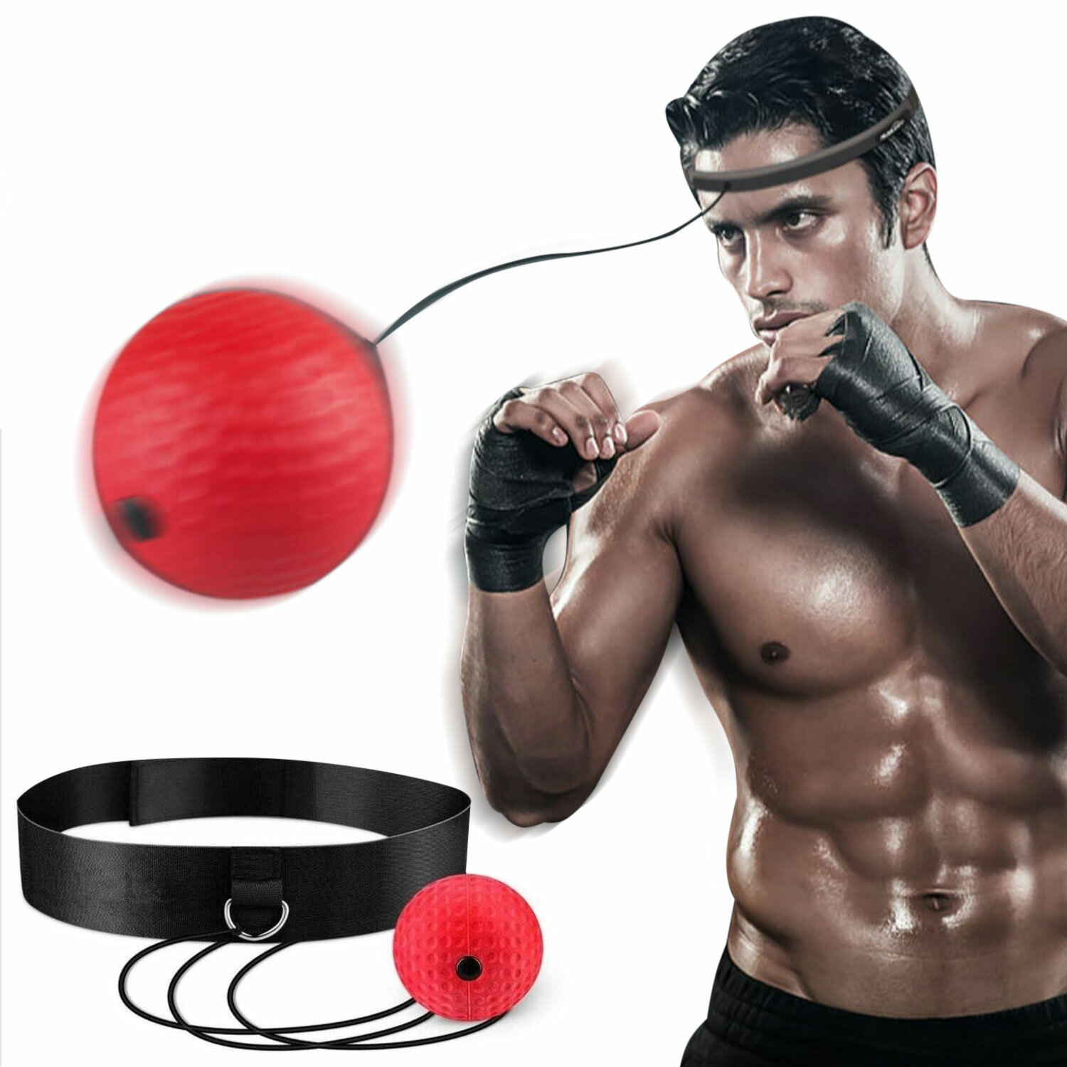 Мяч для бокса рефлексный Экипировка для бокса Мяч для удара Рюкзак для рефлекса Тренировка реакции ловкости скорости удара фокуса координации глаз Материал: мяч из ПУ/резиновый мяч/теннисный Тип головного ремня: силиконовый с медным замыканием/тканевый