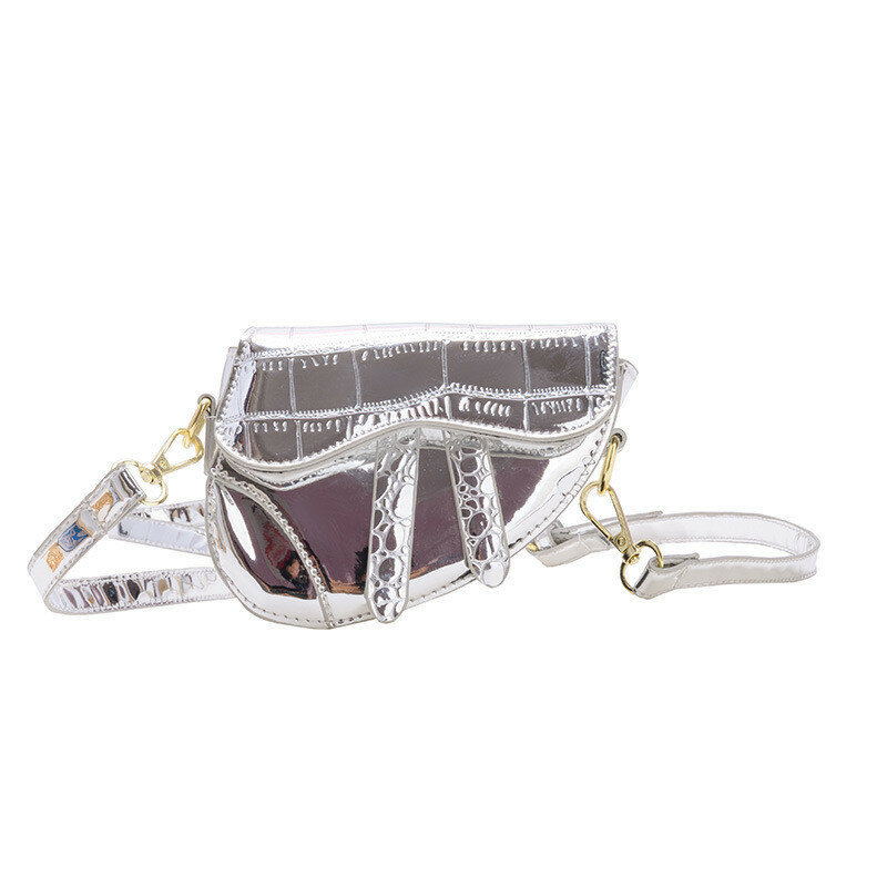 Модная глянцевая мини детская сумка через плечо из искусственной кожи легкая серебро