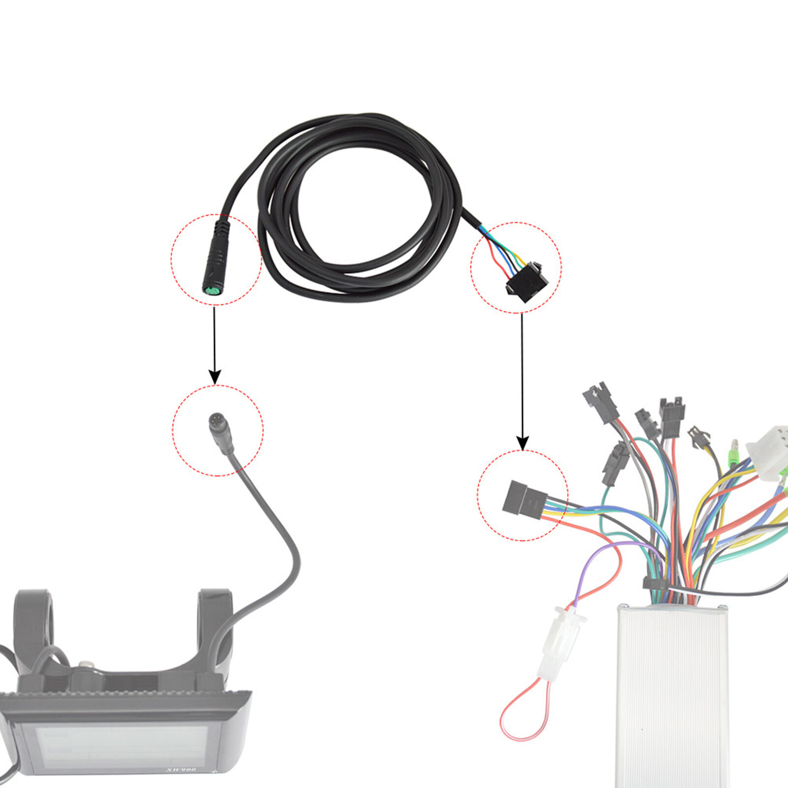 5-контактный удлинительный кабель для электровелосипеда 170 см водонепроницаемый адаптерный кабель для дисплея к аксессуарам SM Ebike