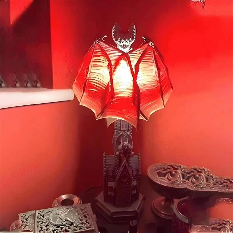 Украшение настольное, Праздник, Хэллоуин, смола 10*10*21см, Лампа Крыло летучей мыши