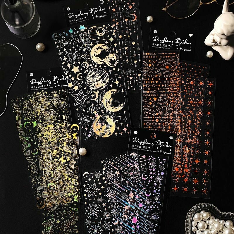 Наклейки стикеры "Банкет с фейерверком" 3 штводонепроницаемые Наклейки декоративные бумажныеНаклейки стикеры для скрапбукинга