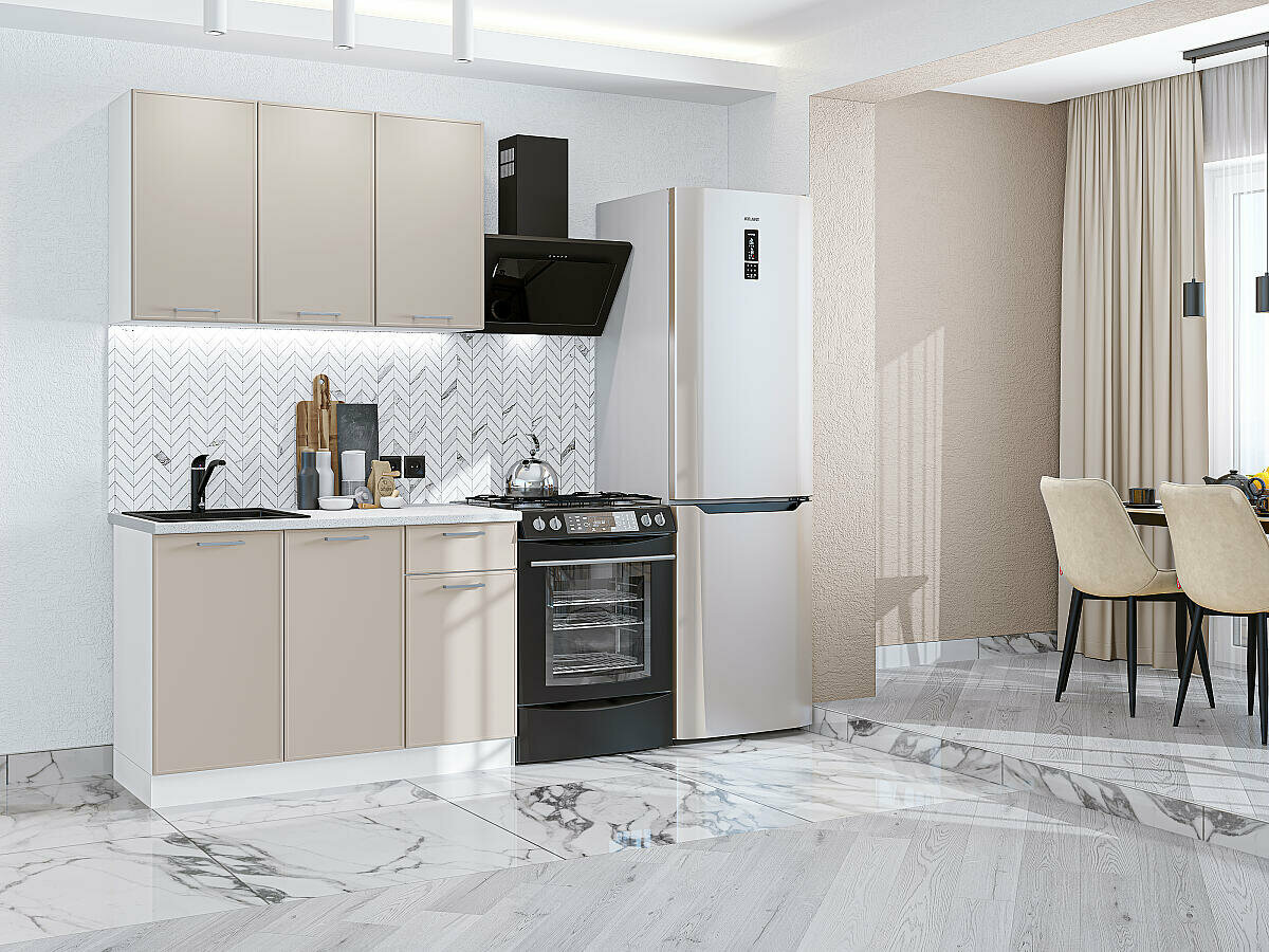 Кухня 1,2 м. Квадро-03 / Готовый кухонный гарнитур 2140*1200*600 Кашемир