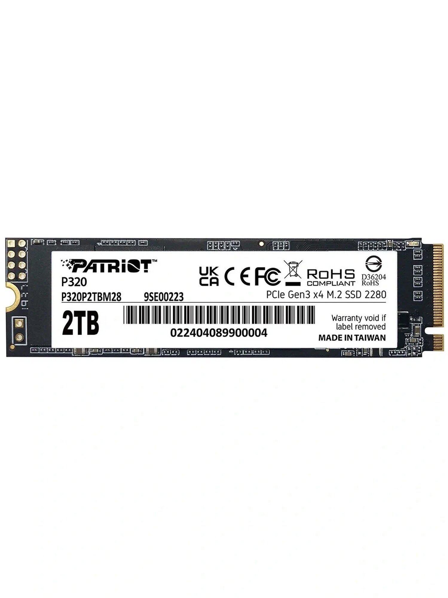 Твердотельный накопитель Patriot P320 2048ГБ, M.2 2280, PCIe 3.0 x4, M.2 P320P2TBM28
