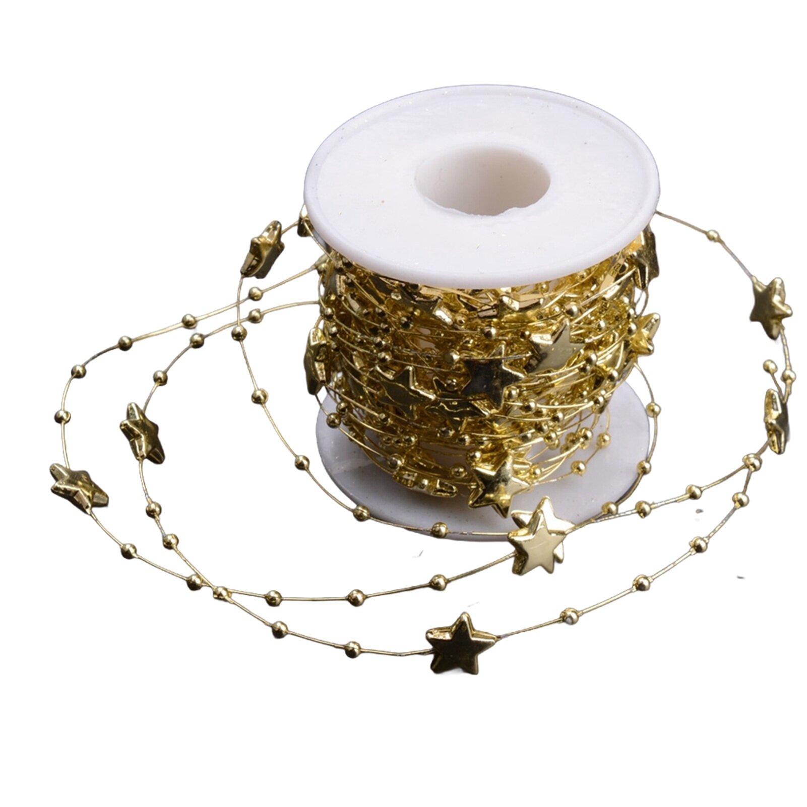 10-метровая леска в форме звезды, цепочка из бусин, украшение для свадьбы, Рождества и вечеринки (золотая)