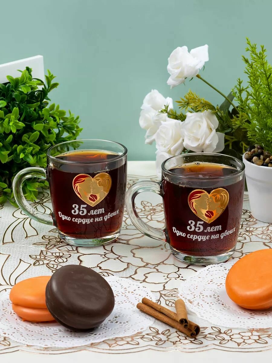 Коралловая свадьба чайные кружки набор