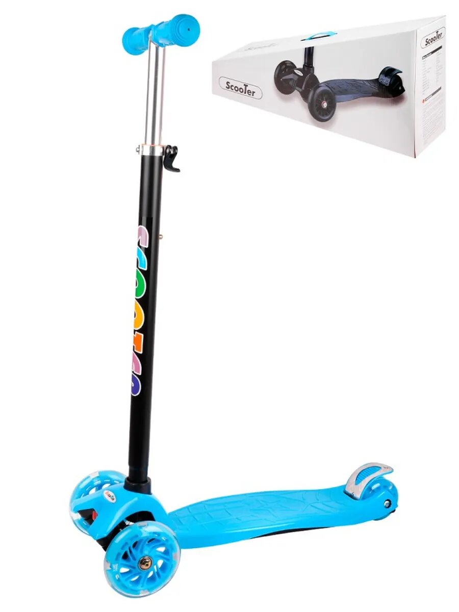 Самокат 3-х колесный синий в коробке (Арт. WX-MAXI-FB)