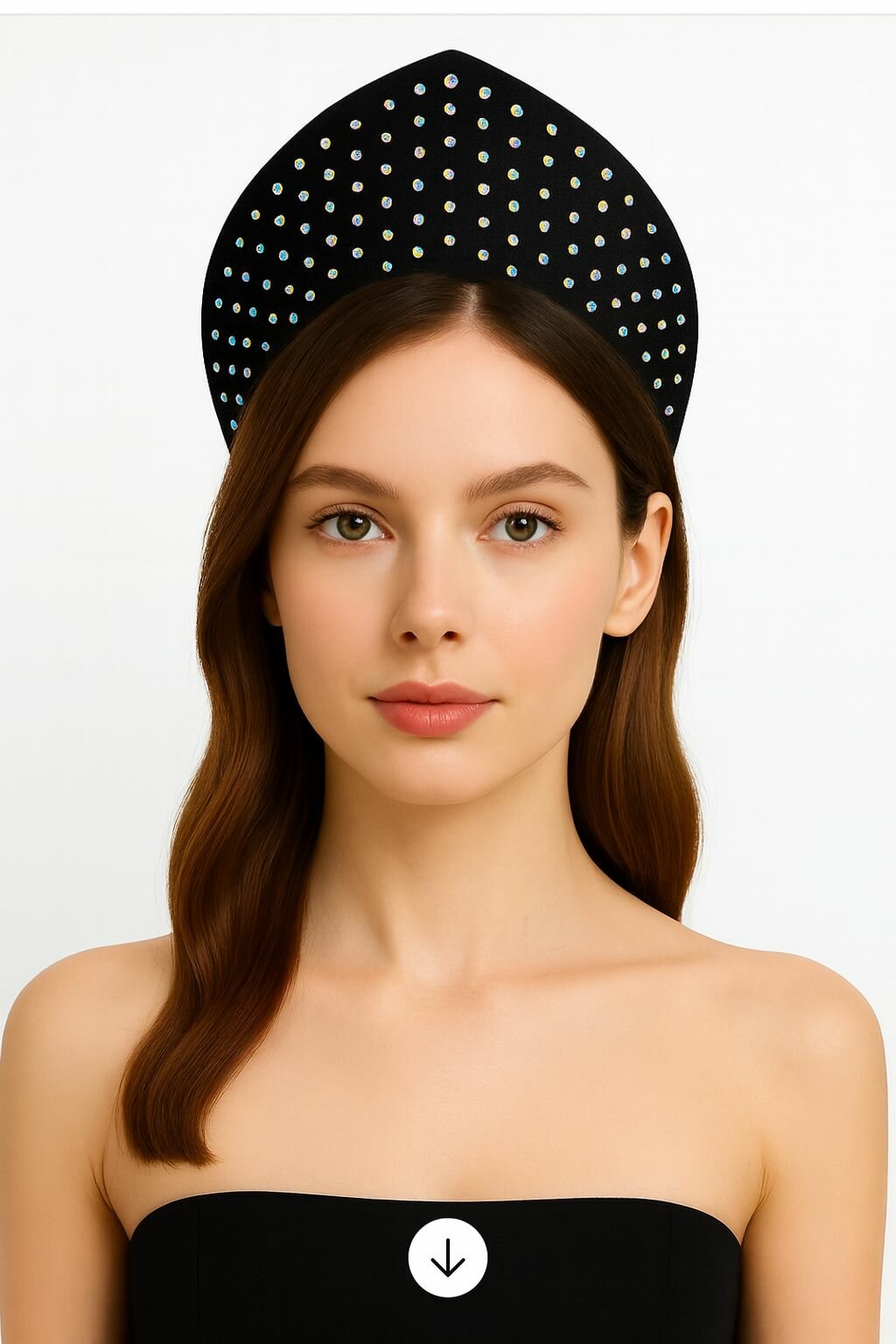 Кокошник, натуральная замша, чёрный, с регуляторами, со стразами