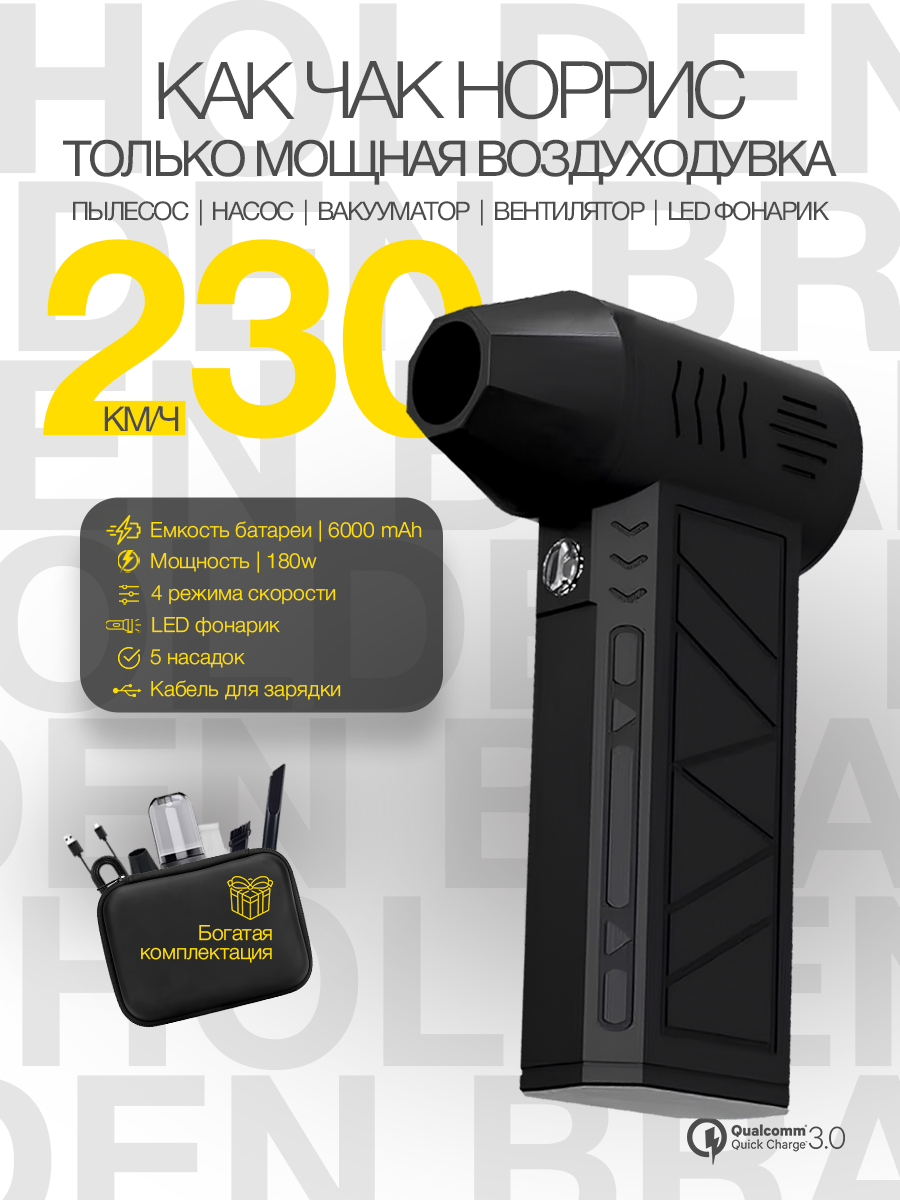 Воздуходувка пылесос турбо портативная аккумуляторная, Ветродуйка с функцией пылесоса / Воздуходувка для компьютера