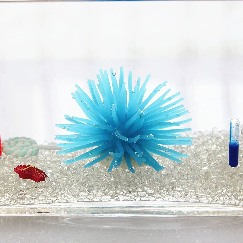 Реалистичный синий морской еж для аквариума, мягкий искусственный коралл, 1 шт