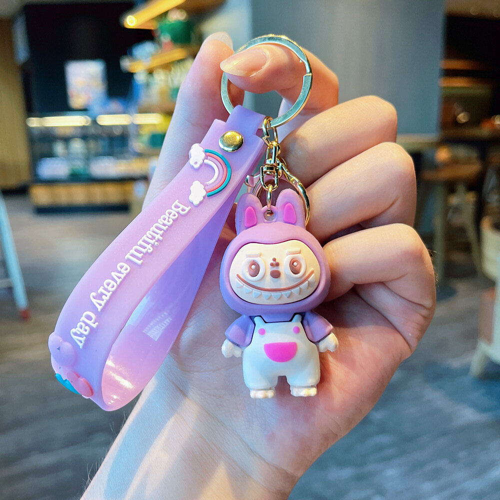 Брелок в виде овечки, брелок-фигурка Coca-Cola Labubu из серии 3D, модный подарок в закрытой коробке, брелок Labubu фиолетового цвета.