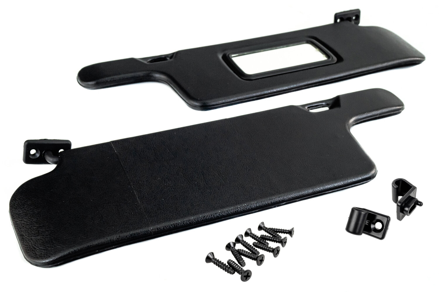 Козырьки солнцезащитные черные с зеркалом, крючками и комплектом саморезов на ВАЗ 2108-21099, 2113-2115