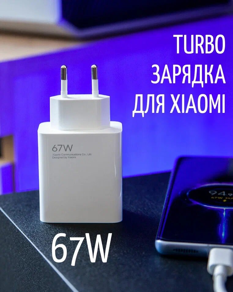 Сетевое зарядное устройство Xiaomi 67Вт, USB-A(BHR9465EU), белый