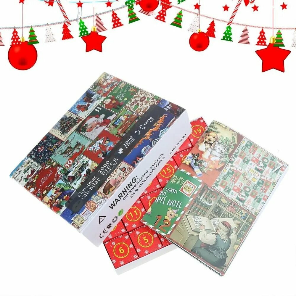 Рождественский адвент-календарь-пазл 1000 деталей