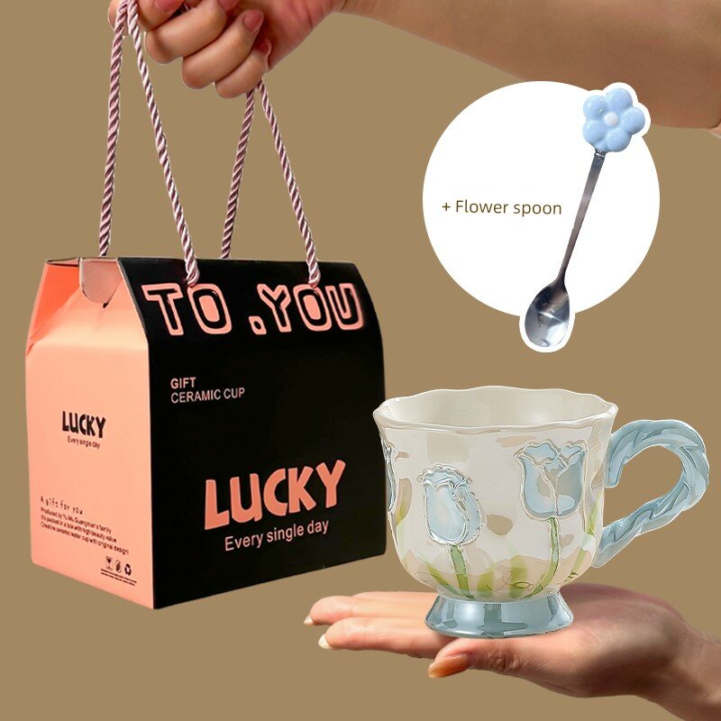 Фиолетовая кружка-тюльпан, 2024, новая чашка, высокопроизводительная керамическая чашка, офисная кофейная чашка для