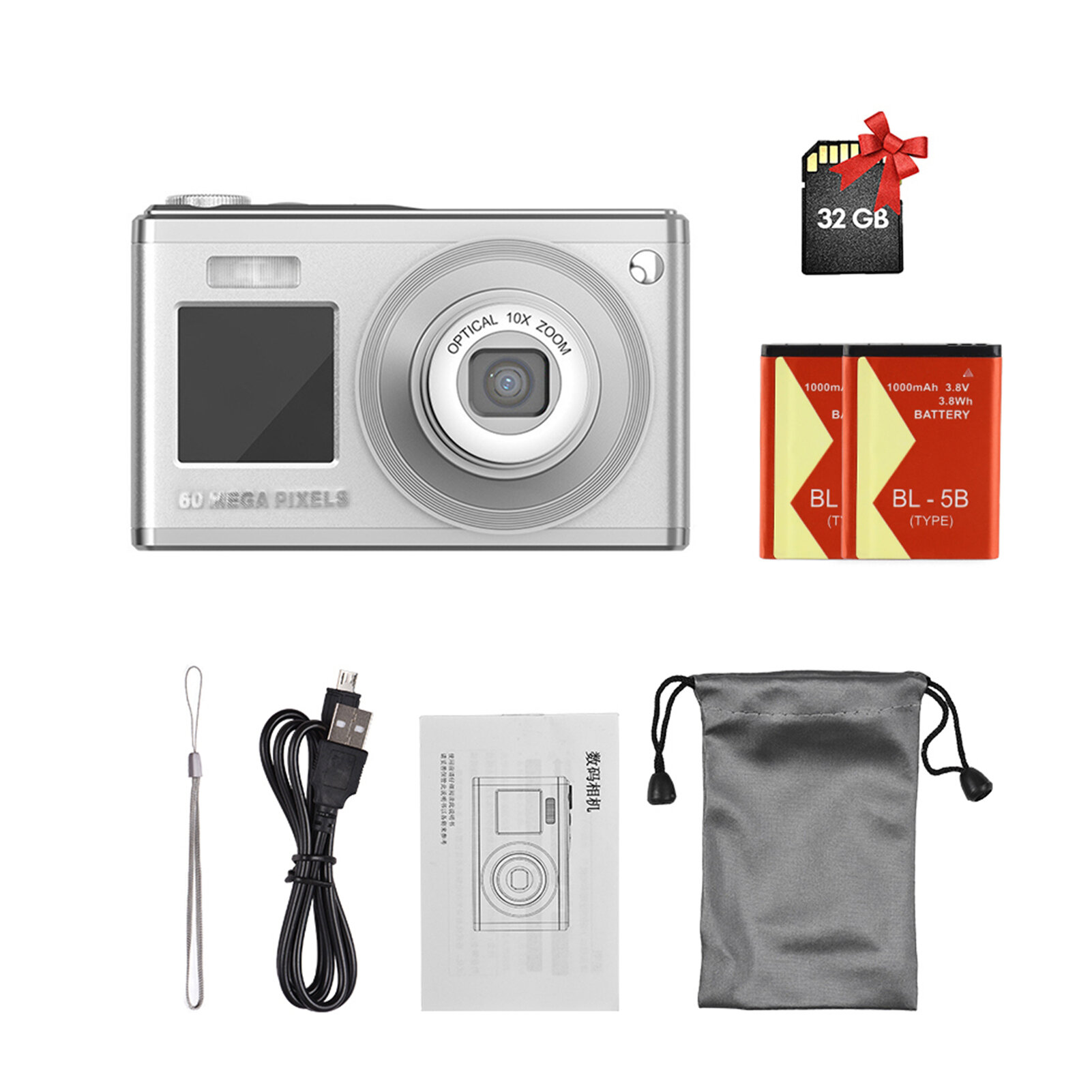 Цифровая камера 60-Мегапиксельное Видео 4K с IPS-экраном 2,88 дюйма с 16-Кратным Зумом Интеллектуальная Камера с Автофокусировкой