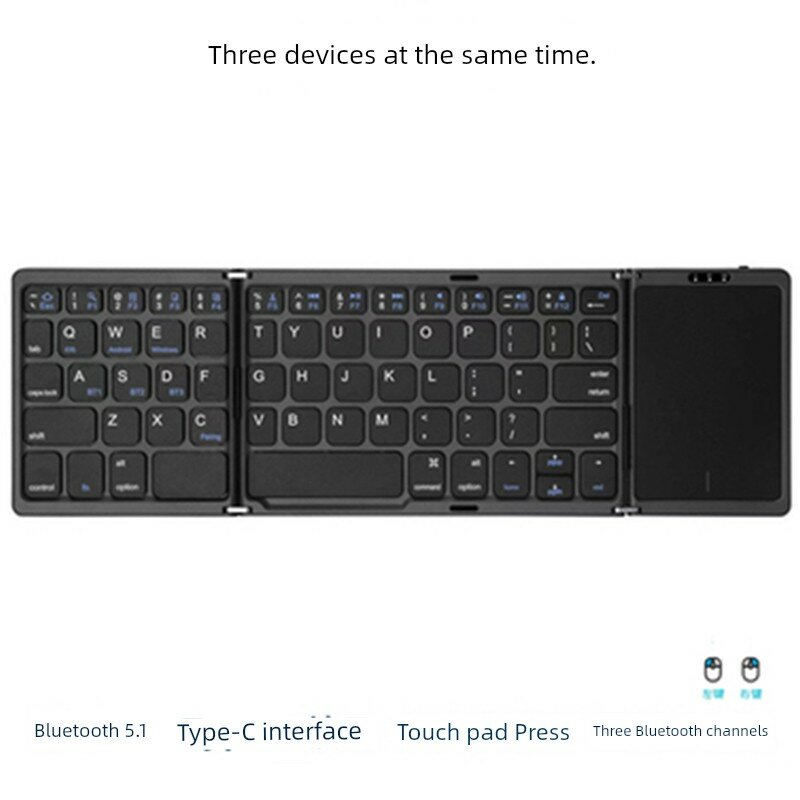 Портативная складная клавиатура с Bluetooth и тачпадом, подходит для мобильных телефонов, планшетов и ноутбуков Apple,