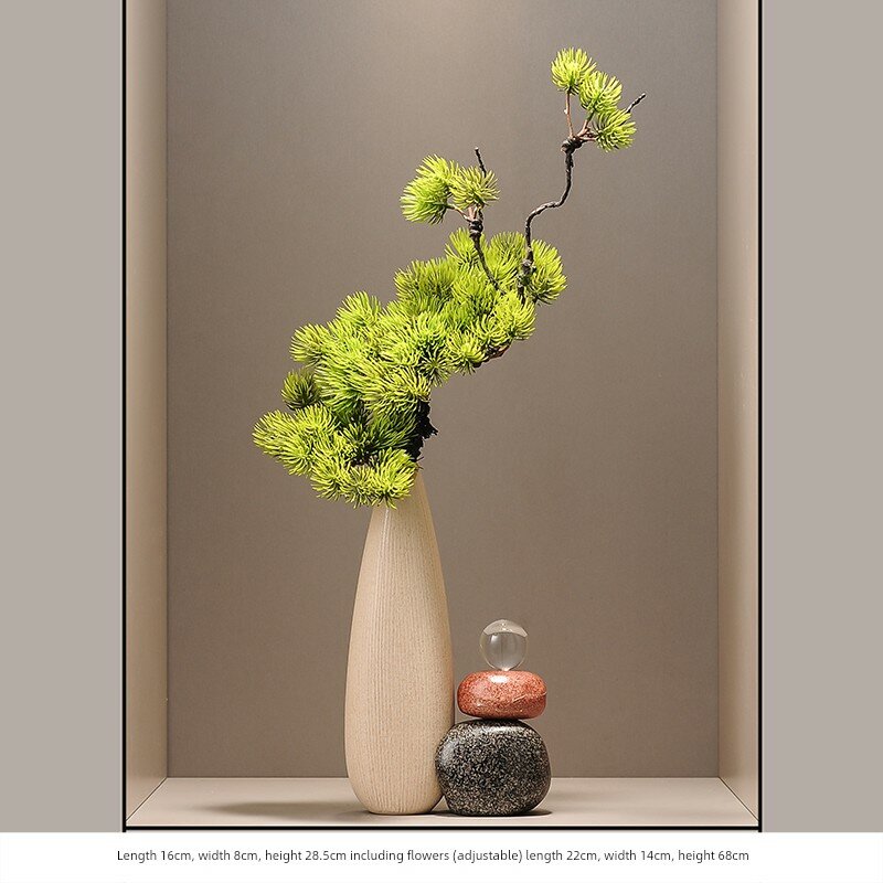 Шкаф-перегородка для прихожей с высокой керамической вазой, небольшие креативные украшения для гостиной и цветочных