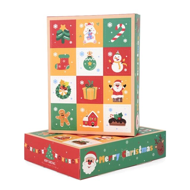 Рождественский адвент-календарь в коробке (2-10 штук), содержащий коробку для конфет с 12 отделениями, коробку-сюрприз для самостоятельного изготовления, подарок на новогоднюю вечеринку для детей.