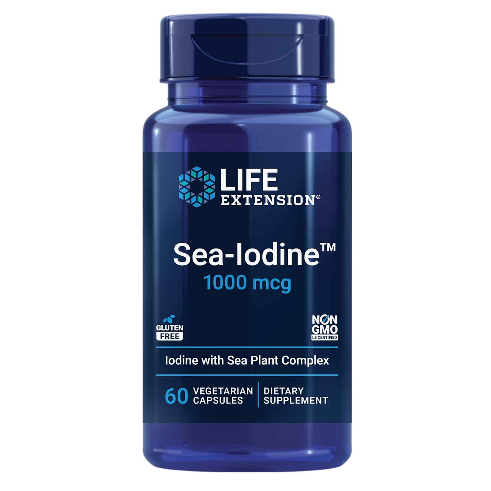 Морской йод, морские водоросли, Life Extension, Sea-Iodine, комплекс, 1000 mcg, 60 капсул