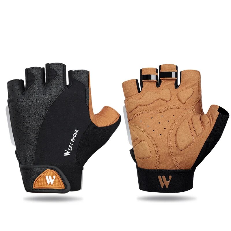 West Biking демисезонные велоперчатки из искусственной кожи М, Half Finger Gloves