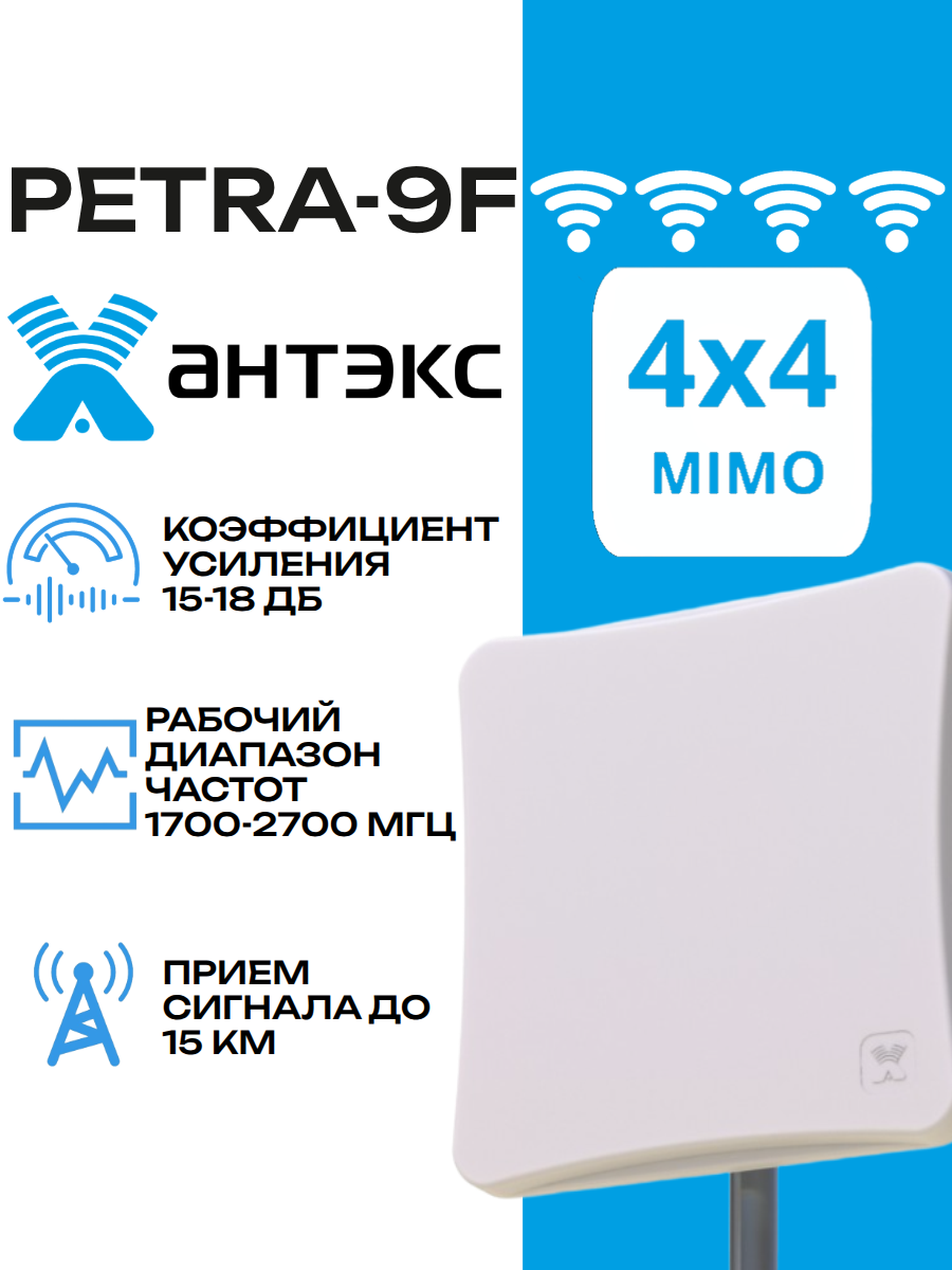 Антенна AGATA-2F MIMO 4x4 (3G MIMO + 4G MIMO 2х2) , направленная, тип-панельная/17Дб/4*F-female