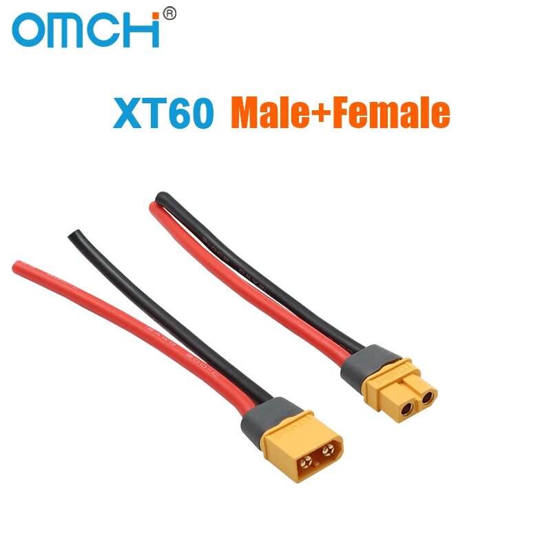 OMCH XT60 Male+Female Разъем для аккумулятора, 20см, 14AWG