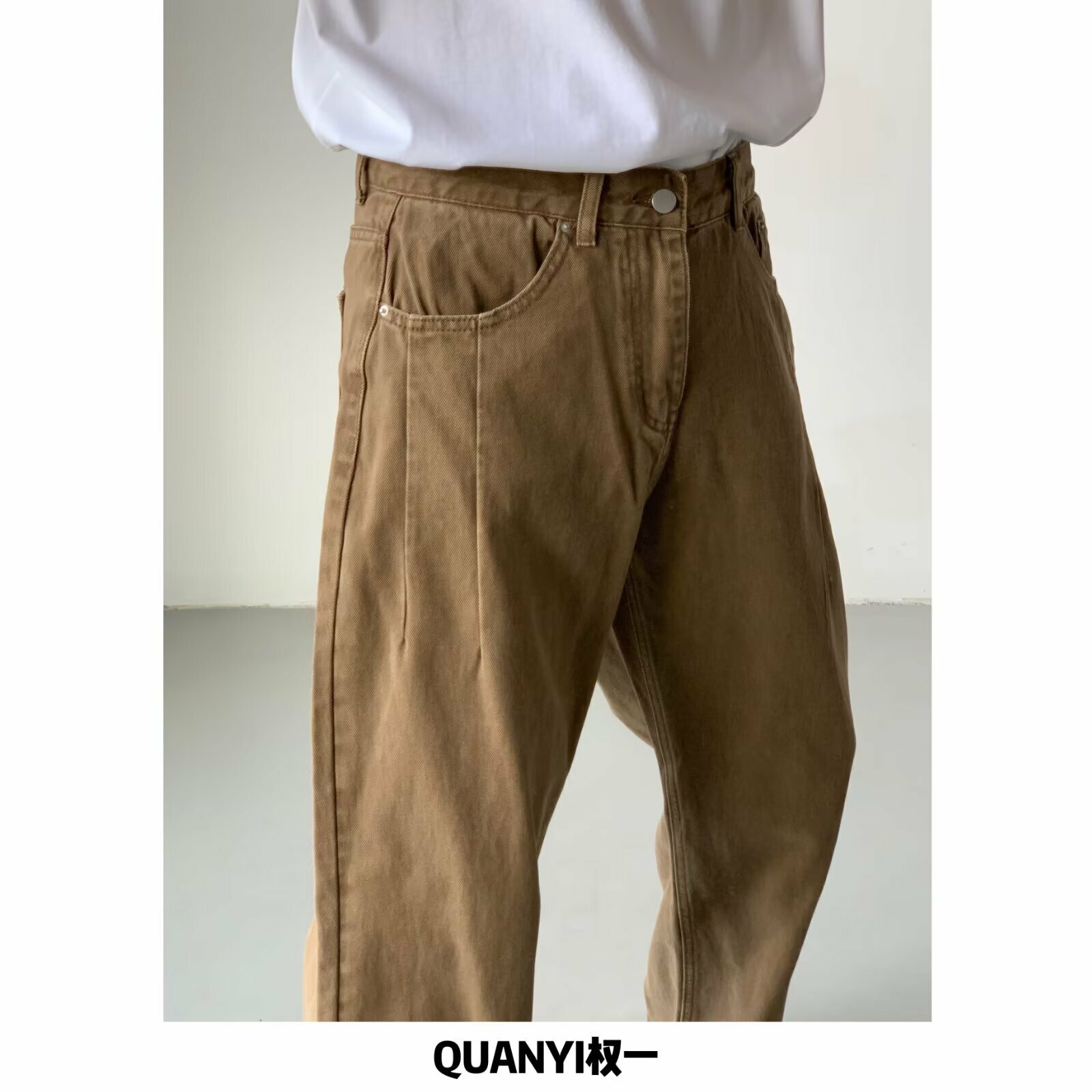 Тренд RONG CH Мужские Джинсы Лето Тонкие Стиральные Потертые Свободные Стрейт Кроп Деним, Размер_XXXL