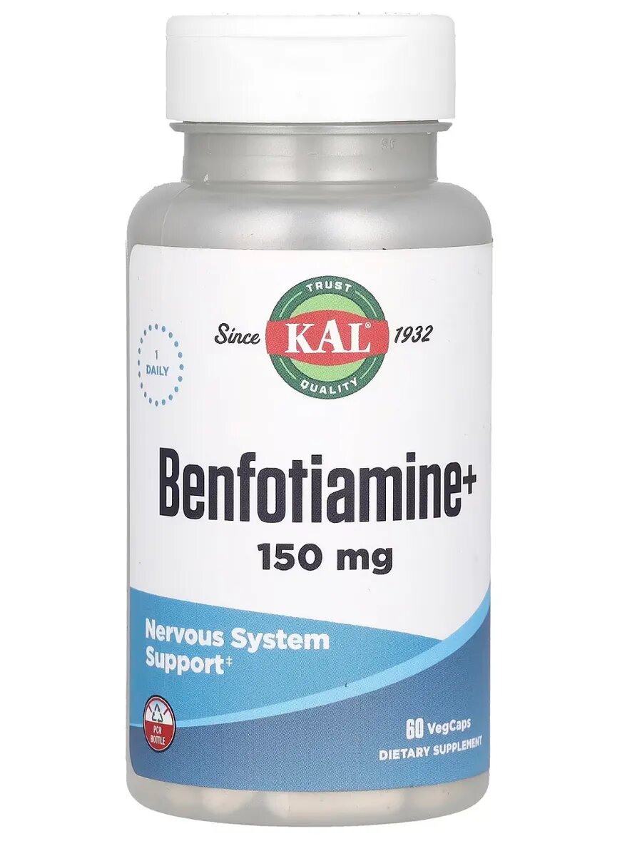 KAL Benfotiamine+ содержит 150 мг бенфотиамина