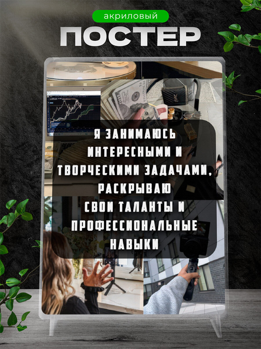 Акриловый постер, открытка на подставке с цветным принтом Карта желаний совершенствование